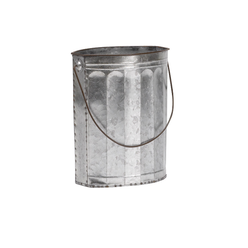 Medium tin bucket with wire handle - D&W Silks