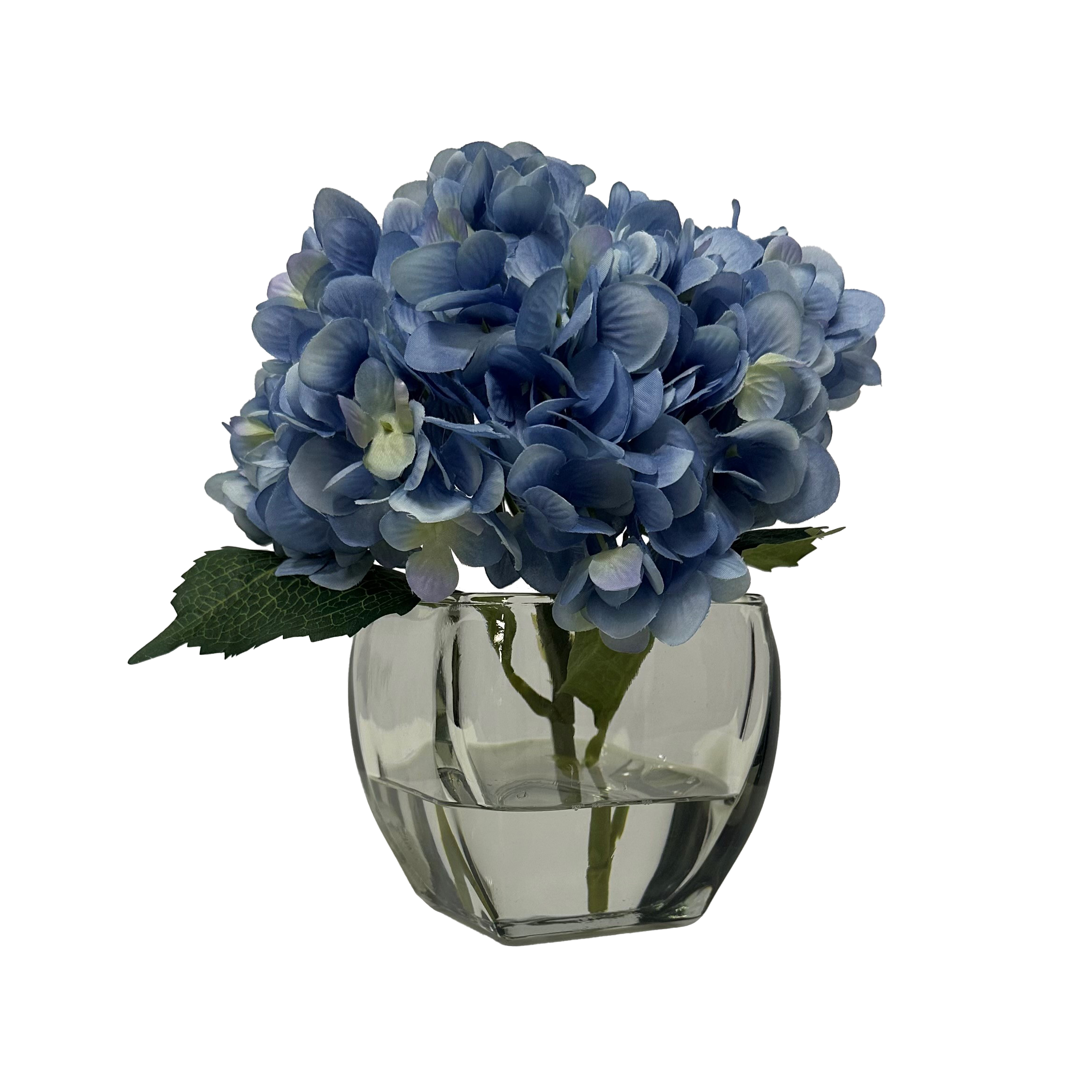 Blue Hydrangeas in Bevel Vase – 245000|D&W Silks