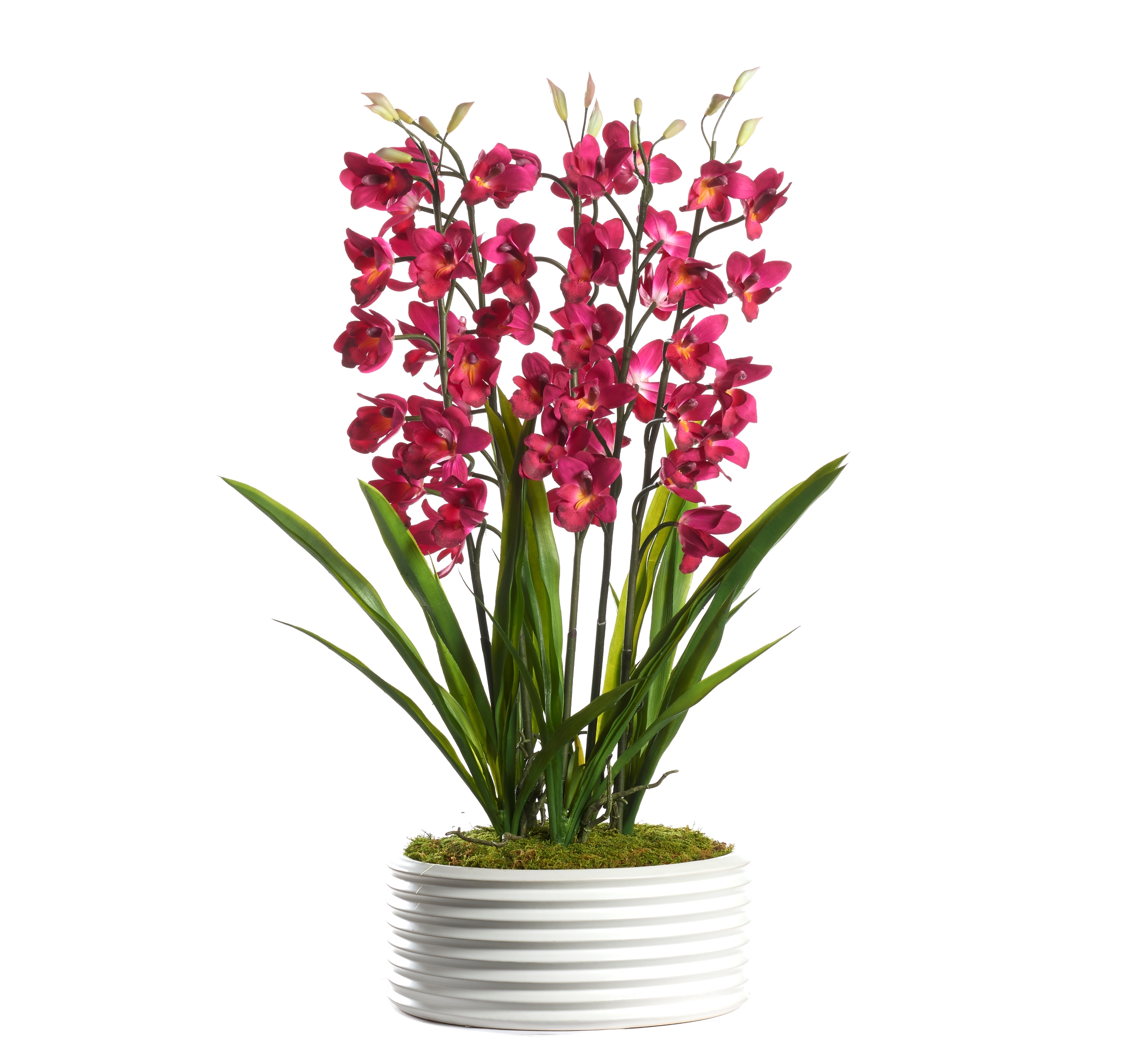 Purple Cymbidiums in Armonica Bowl – 234018|D&W Silks